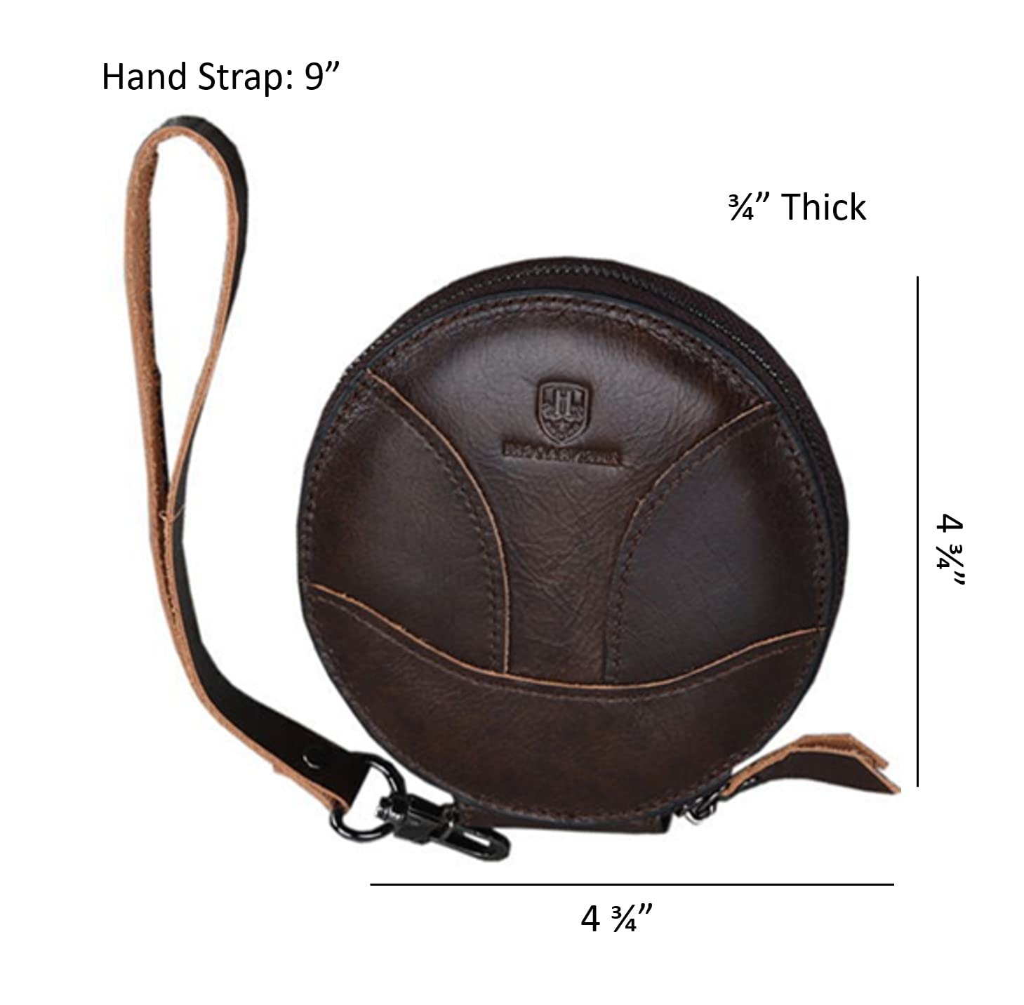 Genuine Leather Patchwork Retro Round Coin Purse Change Pouch Small Slim Clutch Wristlet RFID Blocking Wallet (Blue)