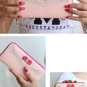 YaJaMa Sailor Moon Kawaii Women Wallet PU Leather Long Credit Card Case Holder Cellphone Pouch Girls Zipper Coins Purse (Pink)