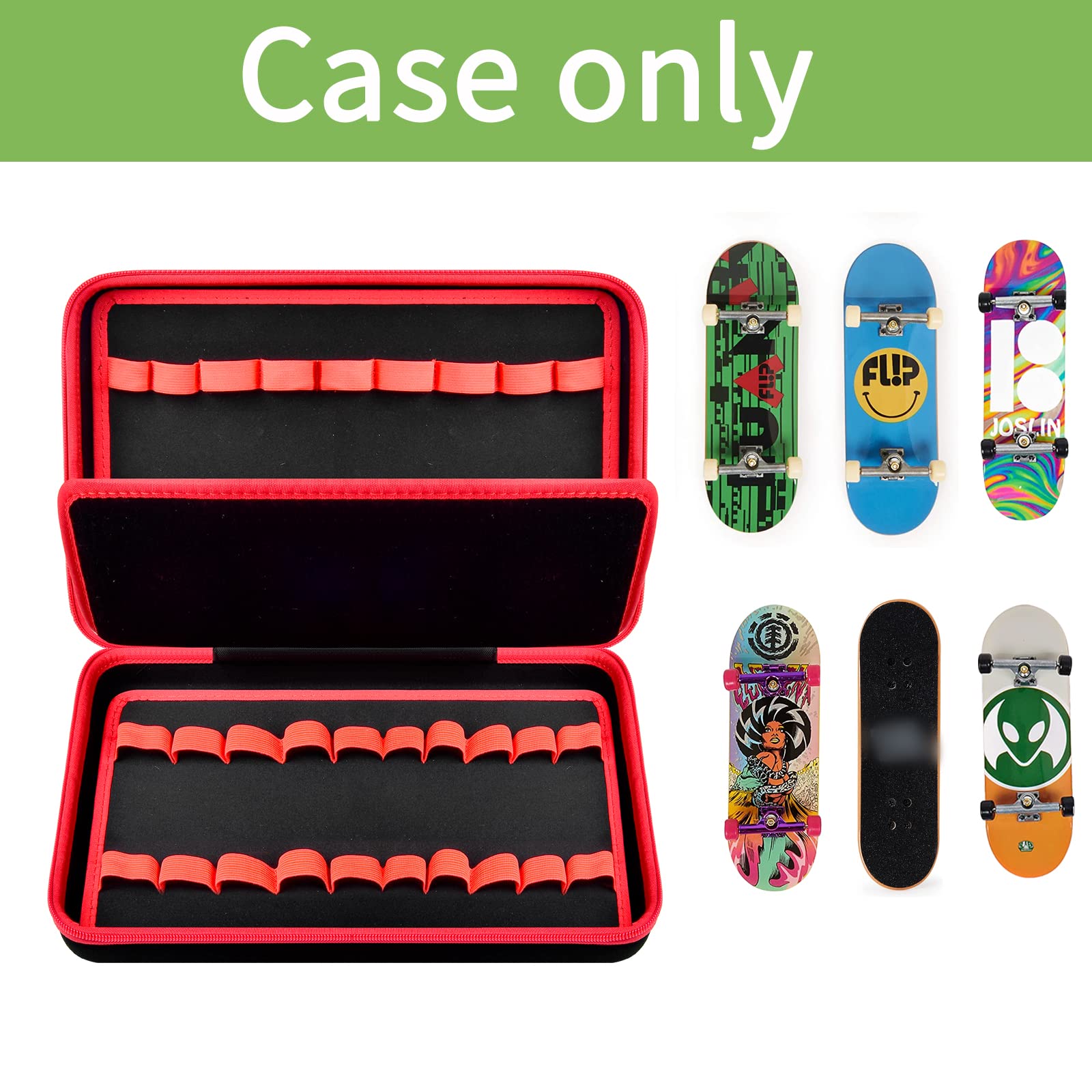 ALKOO Case Compatible with TECH DECK Ultra DLX Fingerboard 4-Pack, also Holds 38PCS for HOMETALL/for Teak Tuning/for GoldenPlayer/for TIME4DEALS/ for Gr8ware Collectible Mini Skateboards (Red)