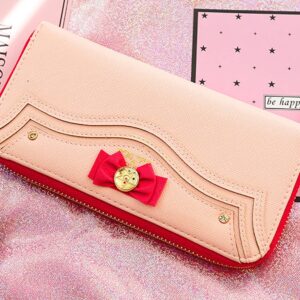 YaJaMa Sailor Moon Kawaii Women Wallet PU Leather Long Credit Card Case Holder Cellphone Pouch Girls Zipper Coins Purse (Pink)