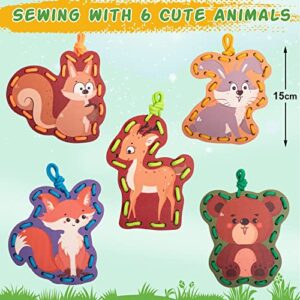 Zeoddler Wooden Animals Lacing Card for Kids 3-5, Sewing Cards for Toddlers, Art and Craft for Kids, Fine Motor Skill Toys, 6 Wooden Panels and 6 Matching Laces, Gift for Boys, Girls