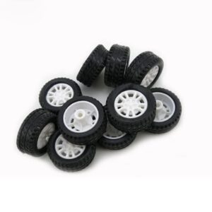 10pcs Toy Car Wheels 20mm Rubber Tire for 2mm Shaft DIY Model Accessories