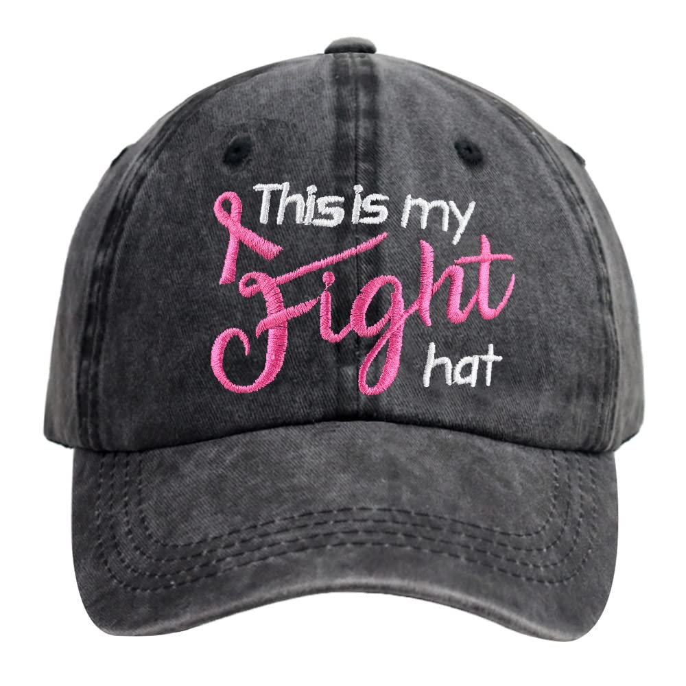 Breast Cancer Gifts for Women, Breast Cancer Awareness Hat, Adjustable Embroidered Pink Ribbon Fight Hope Love Baseball Cap