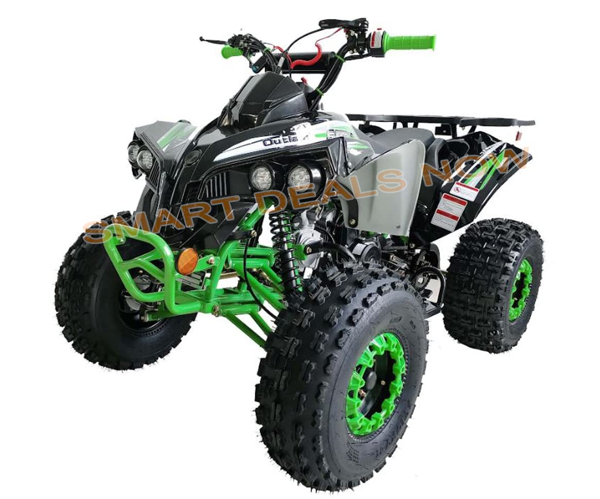 Upgraded 125cc ATV Quad Youth Utility Style ATV 125cc Fully Automatic w Reverse Double LED Headlights Gas ATV 4 Wheeler ATVs Quads Big 19"/ 18" Tires