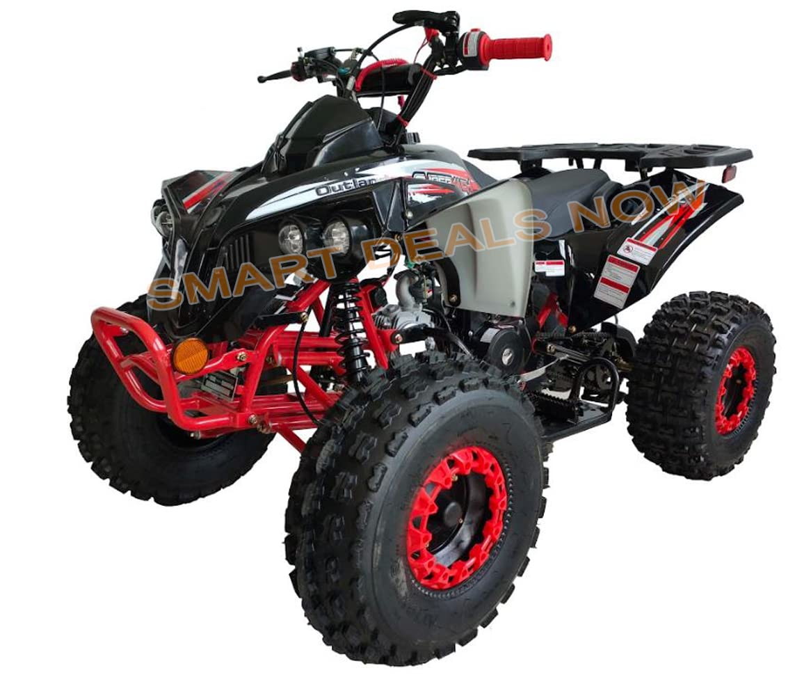 Upgraded 125cc ATV Quad Youth Utility Style ATV 125cc Fully Automatic w Reverse Double LED Headlights Gas ATV 4 Wheeler ATVs Quads Big 19"/ 18" Tires