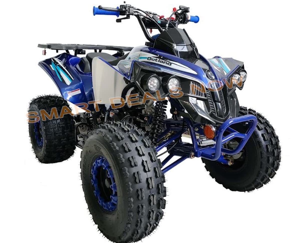 Upgraded 125cc ATV Quad Youth Utility Style ATV 125cc Fully Automatic w Reverse Double LED Headlights Gas ATV 4 Wheeler ATVs Quads Big 19"/ 18" Tires