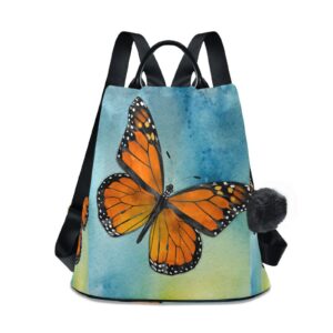 senya women's fashion backpack purses handbags monarch butterfly shoulder bag travel bag