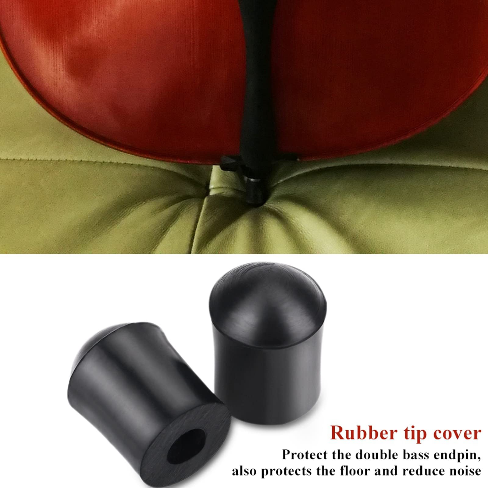 Watris Veiyi Double Bass Endpin Rubber Tip Stopper, 2PCS Rubber Tip for 1/4 Size String Bass Endpin Protector End Pin Cap Accessory (Inner Diameter: 9.5mm)