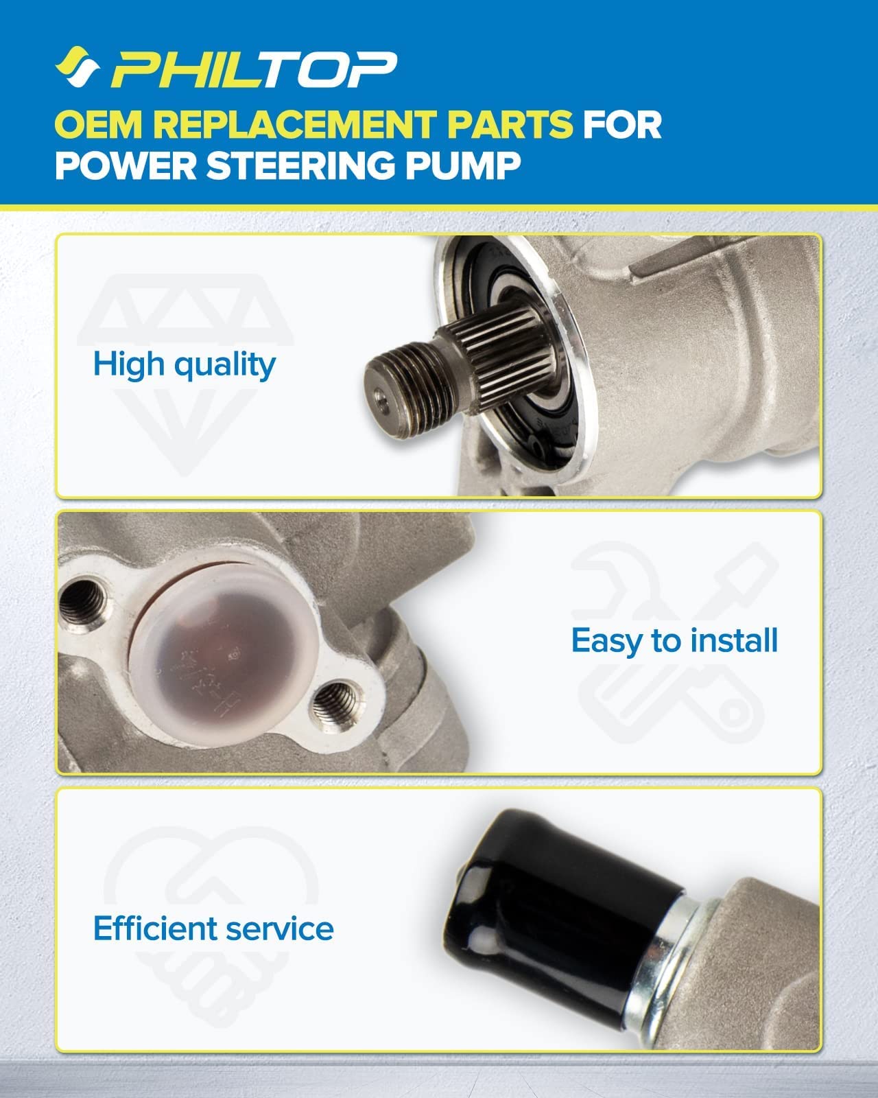 PHILTOP 21-5919 Power Steering Pump Fit For 1998-2002 Accord 2.3L Power Steering Pump