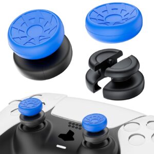 playrealm no falling off thumbstick extender & silicone grip cover 2 sets for ps5 & ps4 controller (turbo blue)