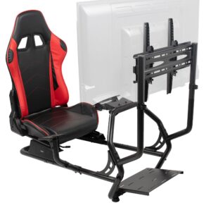 vivo racing simulator cockpit with tv mount, wheel stand, gear mount, chair and frame only, fits logitech, thrustmaster, fanatec, compatible with xbox one, playstation, vesa 400x400, stand-kit-race1b