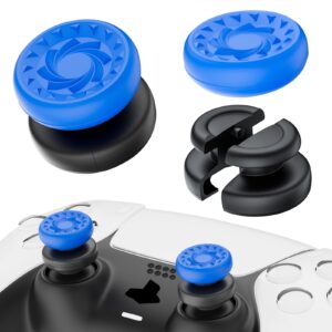 playrealm no falling off thumbstick extender & silicone grip cover 2 sets for ps5 & ps4 controller (whirlpool blue)