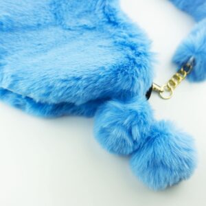 Rejolly Furry Purse for Girls Heart Shaped Fluffy Faux Fur Handbag for Women Soft Small Shoulder Bag Clutch Purse (Blue)