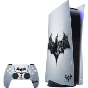 skinit decal gaming skin compatible with ps5 console and controller - officially licensed warner bros batman arkham logo design