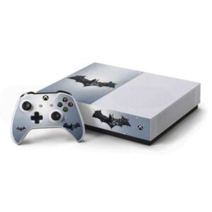 skinit decal gaming skin compatible with xbox one s all-digital edition bundle - officially licensed warner bros batman arkham logo design