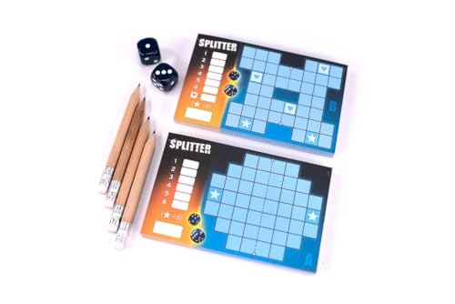 Splitter Dice Game - A Symmetrical Challenge of Numbers and Strategy, Roll-and-Write Puzzle Game, Family Game for Kids and Adults, Ages 8+, 1-12 Players, 15 Minute Playtime, Made by Pandasaurus Games