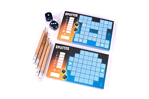 Splitter Dice Game - A Symmetrical Challenge of Numbers and Strategy, Roll-and-Write Puzzle Game, Family Game for Kids and Adults, Ages 8+, 1-12 Players, 15 Minute Playtime, Made by Pandasaurus Games