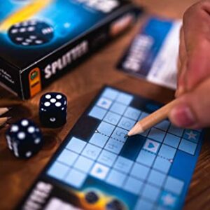 Splitter Dice Game - A Symmetrical Challenge of Numbers and Strategy, Roll-and-Write Puzzle Game, Family Game for Kids and Adults, Ages 8+, 1-12 Players, 15 Minute Playtime, Made by Pandasaurus Games