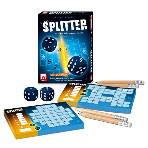 Splitter Dice Game - A Symmetrical Challenge of Numbers and Strategy, Roll-and-Write Puzzle Game, Family Game for Kids and Adults, Ages 8+, 1-12 Players, 15 Minute Playtime, Made by Pandasaurus Games