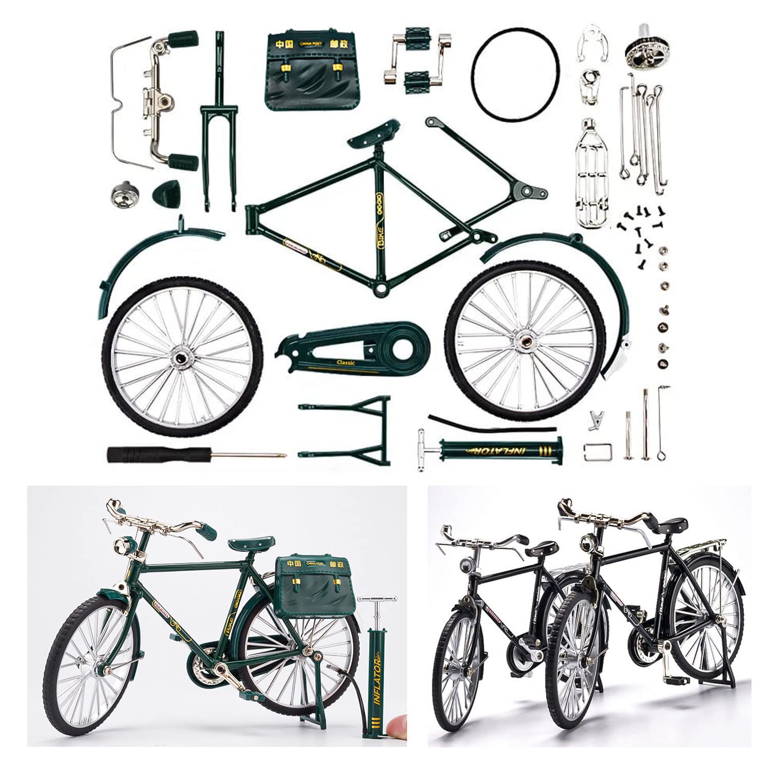 YTCPMHEA DIY Retro Bicycle Model, Metal Alloy, 51 Accessories, Unisex, Non-Riding Toy Vehicle, 11 x 7 x 5.5 in