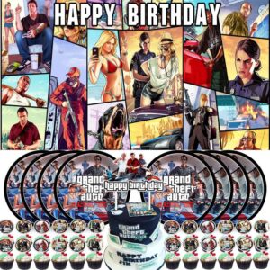 gta party supplies decorations cake topper birthday backdrop background decor