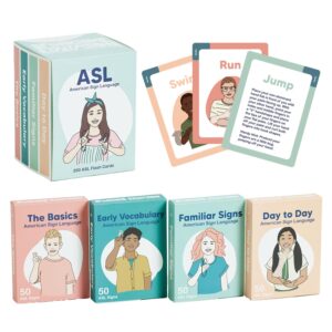 asl flash cards - 200 american sign language flash cards for beginners, kids, teens and adults