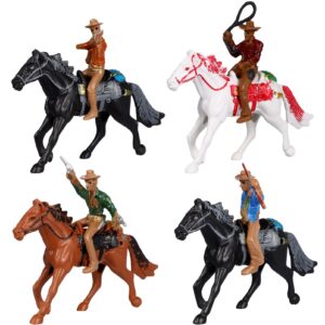 farm animals toys for kids 3-5, 4pcs farm world western riding horse toys, plastic action figure for home office table decor, for kids