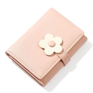 ljczka cute small wallet for girls women - rfid blocking pu leather tri-folded flowers cash pocket with card holder slim short wallet (pink)