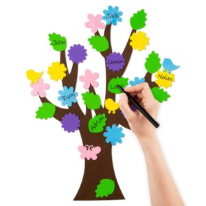 HubirdSall 76Pcs Spring Tree Craft Kit for Kids DIY Foam Springtime Bulletin Board Set with Flower Leaf Butterfly Bird Stickers Self Adhesive, Art Project Family Classroom Activity Home Decoration