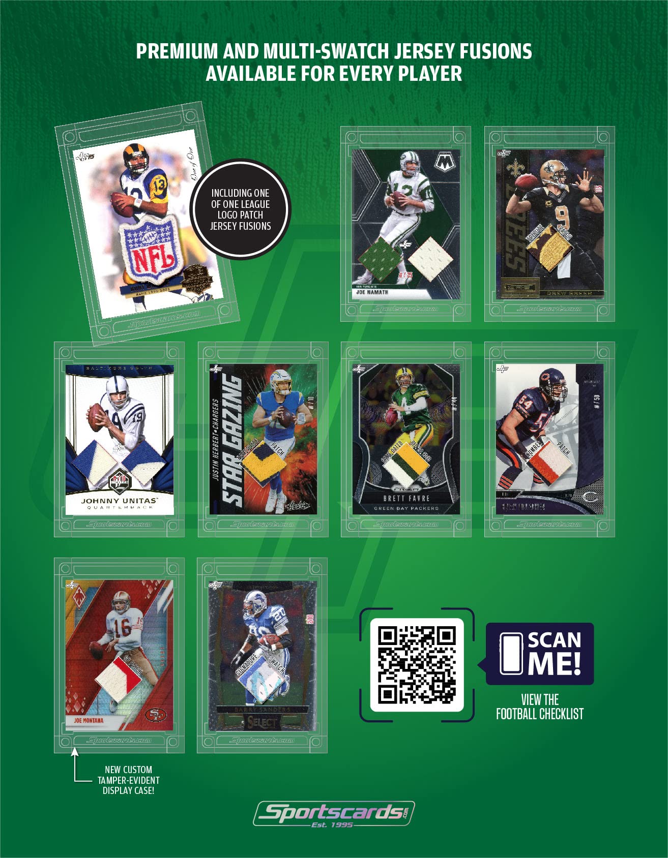 2022 Sportscards Jersey Fusion Football Edition Hobby Box - 1 Original Trading Card with an Authentic Player Worn Swatch or Patch