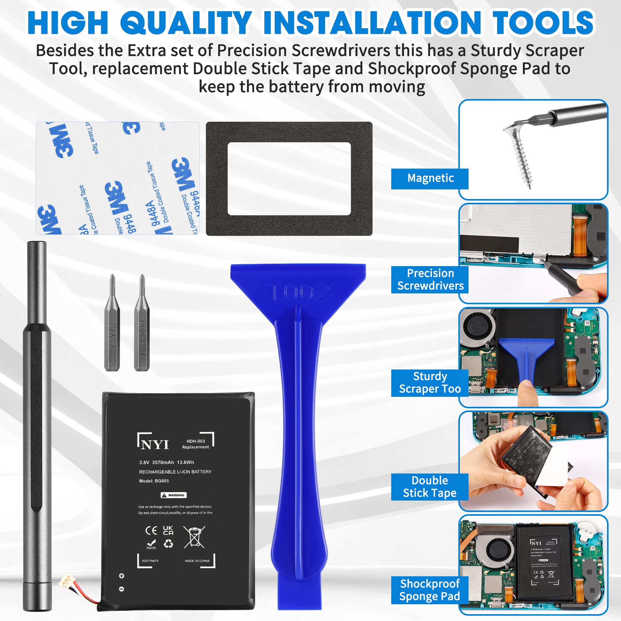 NYI HDH-003 Replacement Battery Compatible with Nintendo Switch Lite Console Handhold HDH-001,Upgraded 3570mAh Internal Battery with Installation Tools Kit