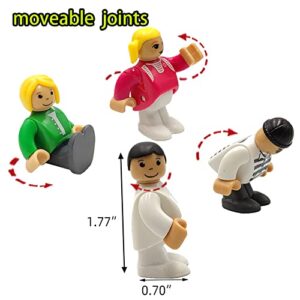 DSHMIXIA Toy People Figures for Kids Action Figures Playsets for Trains Cars Various Professions for Play House Wooden Train Track (14pcs Figures)