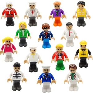 dshmixia toy people figures for kids action figures playsets for trains cars various professions for play house wooden train track (14pcs figures)