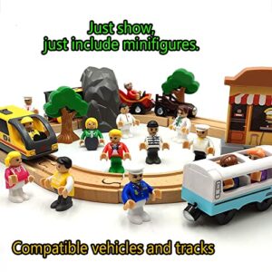 DSHMIXIA Toy People Figures for Kids Action Figures Playsets for Trains Cars Various Professions for Play House Wooden Train Track (14pcs Figures)