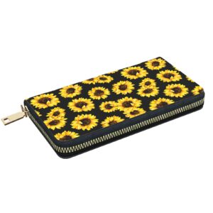 Qwalnely Sunflower Wallet PU Leather, Sunflower Purse Phone Money Credit Card Holder