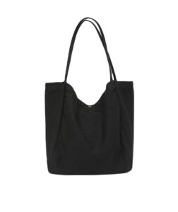 jeelow canvas tote handbag shoulder bag purse lightweight yoga shopping travel for men women (black oversize)