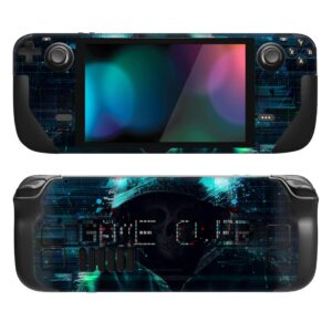 playvital full set protective skin decal for steam deck lcd, custom stickers vinyl cover for steam deck oled - game over hacker