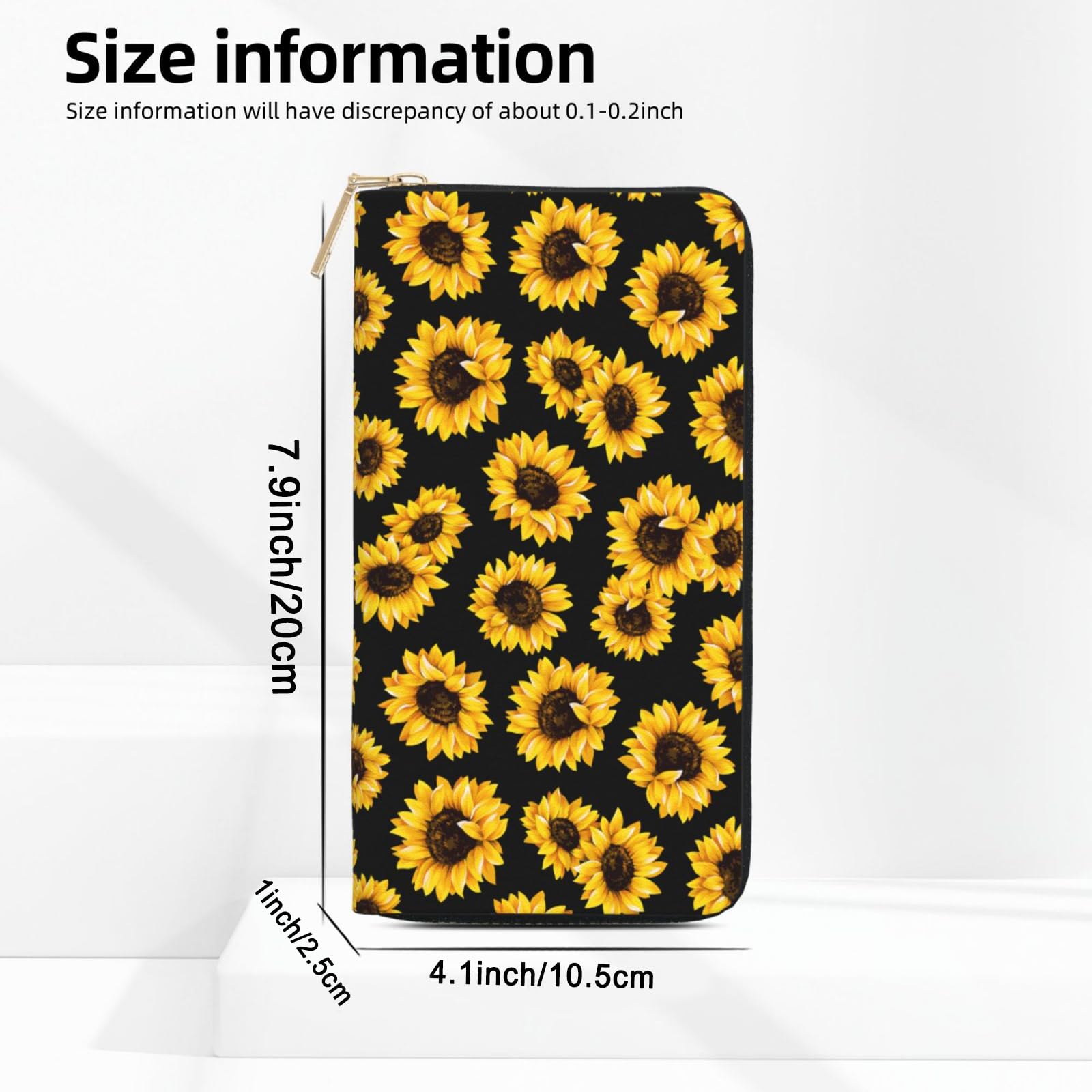 Qwalnely Sunflower Wallet PU Leather, Sunflower Purse Phone Money Credit Card Holder