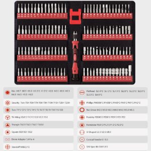 Precision Screwdriver Set, Computer Repair Tool Kit, 146 PCS Laptop Screwdriver Kit with 123 Bits, Magnetic Mat, Magnetizer, for iPhone, MacBook, PC, Tablet, PS5, Xbox, Switch, Game Console