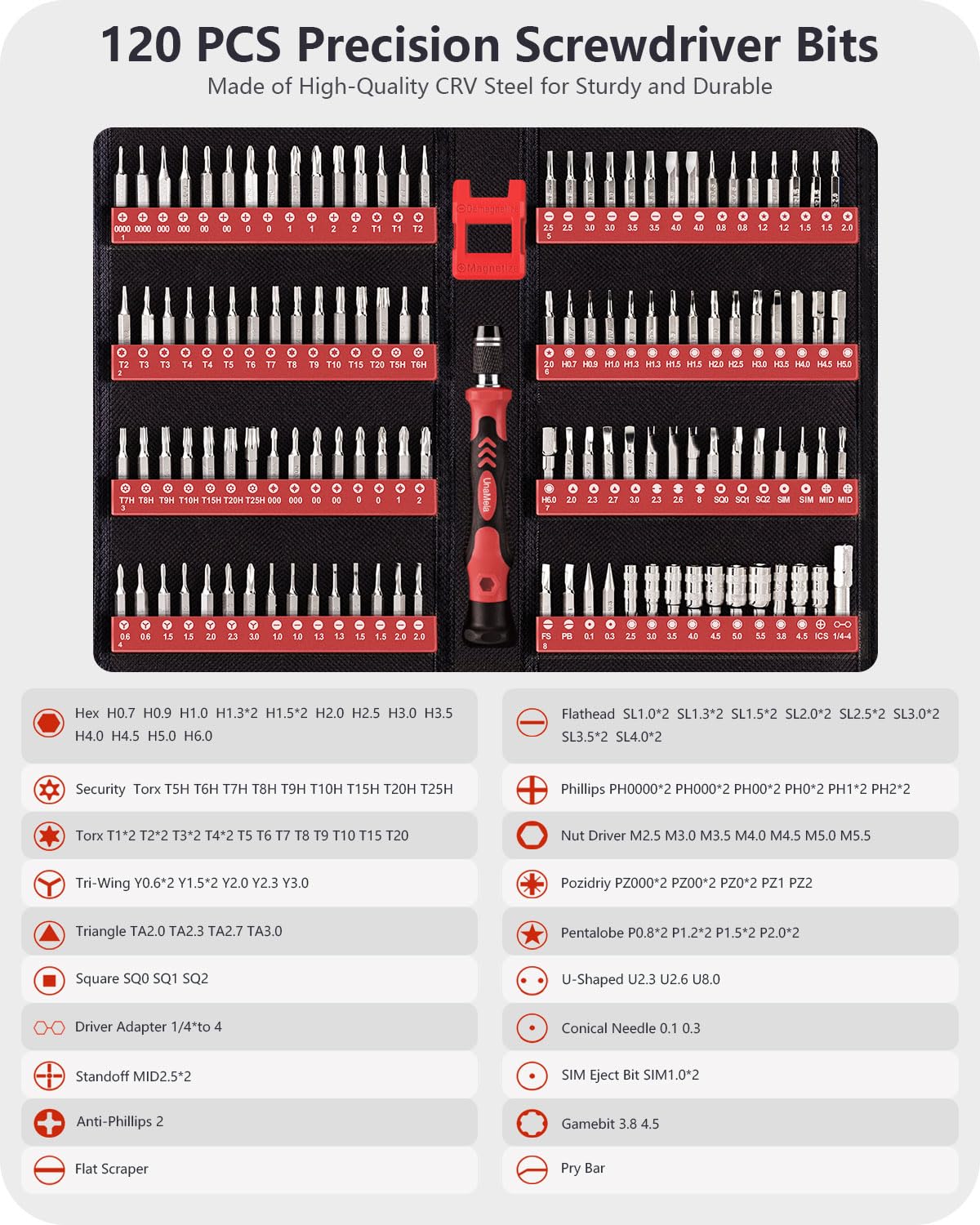 Precision Screwdriver Set, Computer Repair Tool Kit, 146 PCS Laptop Screwdriver Kit with 123 Bits, Magnetic Mat, Magnetizer, for iPhone, MacBook, PC, Tablet, PS5, Xbox, Switch, Game Console