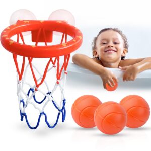 marppy bath toys, bathtub basketball hoop for kids, toddlers, boys, and girls, 3 balls no holes, mold free bath toys and strong suction cup, fun bathtub toys & shower bath toys for toddlers and kids