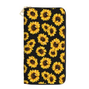 qwalnely sunflower wallet pu leather, sunflower purse phone money credit card holder