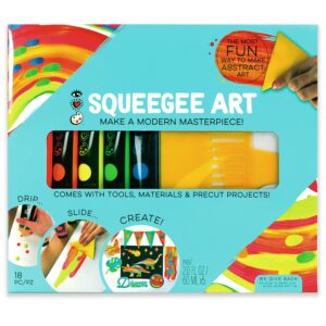 bright stripes iheartart squeegee art kids paint kit, childrens painting crafts creativity set, including paints, squeegees, paper, stickers, punch outs and work surface, great creative gifts