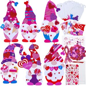 winlyn 36 sets valentine's day gnome ornaments decorations diy valentine gnome craft kits assorted gnome shaped with heart valentine stickers for kids valentine classroom activities gift exchange