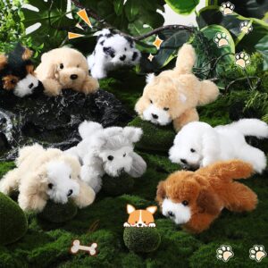 Sumind 8 Pieces Plush Dogs 5 Inch Stuffed Animals Bulk Assorted Cute Stuffed Dogs Small Animal Plush Toys for Girls Boys Graduation Halloween School Classroom Party Supplies Favors(Long Hair Dog)