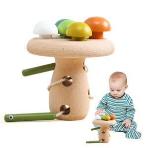 bopoobo wooden lacing toys mushroom sorting toys montessori activity for baby kids educational learning montessori travel toy for toddlers