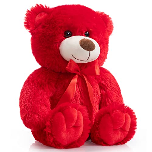 WENMOTDY Super Color Teddy Bear Stuffed Animals Plush Toy for Children Girlfriend Family Congratulations Baby Shower Birthday Red 14 inch