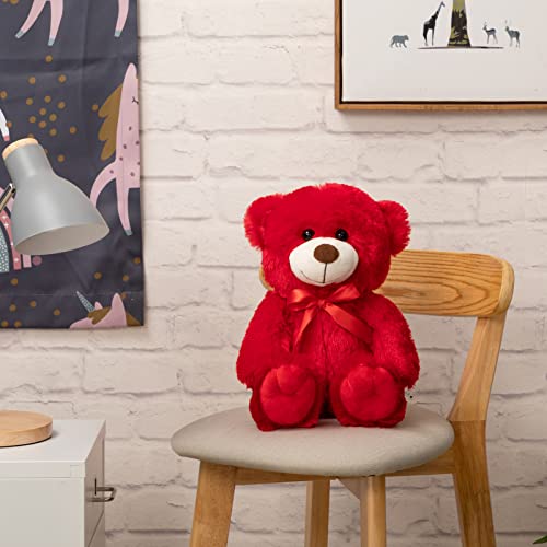 WENMOTDY Super Color Teddy Bear Stuffed Animals Plush Toy for Children Girlfriend Family Congratulations Baby Shower Birthday Red 14 inch