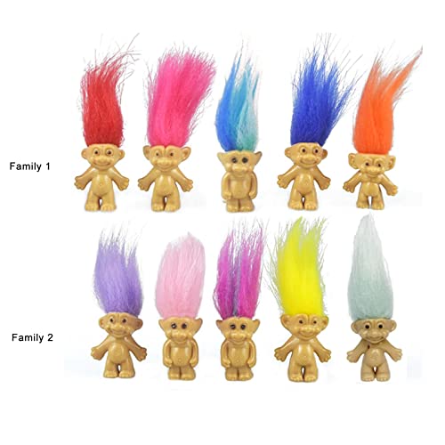 Mini PVC Vintage Trolls Lucky Doll Mini Action Figures Cake Toppers Chromatic Adorable Cute Little Guys Collection, School Project, Arts Crafts, Party Favors (30pack-B)