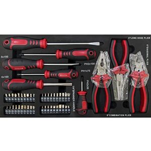 Tool Set and Mechanic Tool Set Box with Handle and 3-Drawer Heavy Duty Metal Box - 339 Piece Tool Kits for Adults Mechanics Workshop Maintenance and Repair Projects - Red